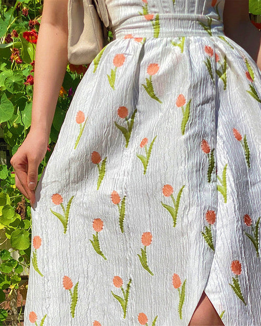 Emberlyn Hand-Painted Tulip Jacquard Summer Two-piece Set – ÀMonBelAmour