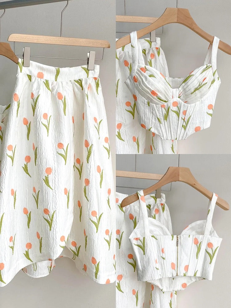 Emberlyn Hand-Painted Tulip Jacquard Summer Two-piece Set – ÀMonBelAmour